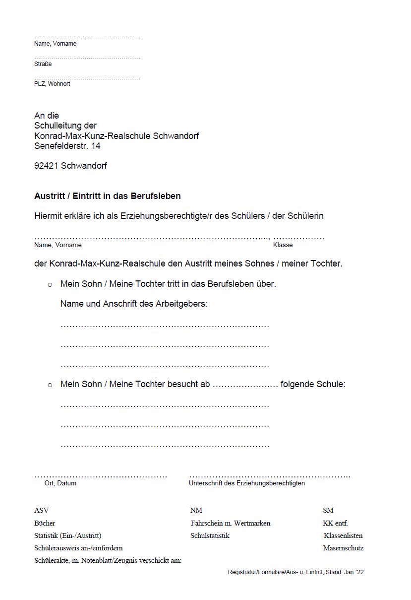 Austritt – Konrad-Max-Kunz-Realschule